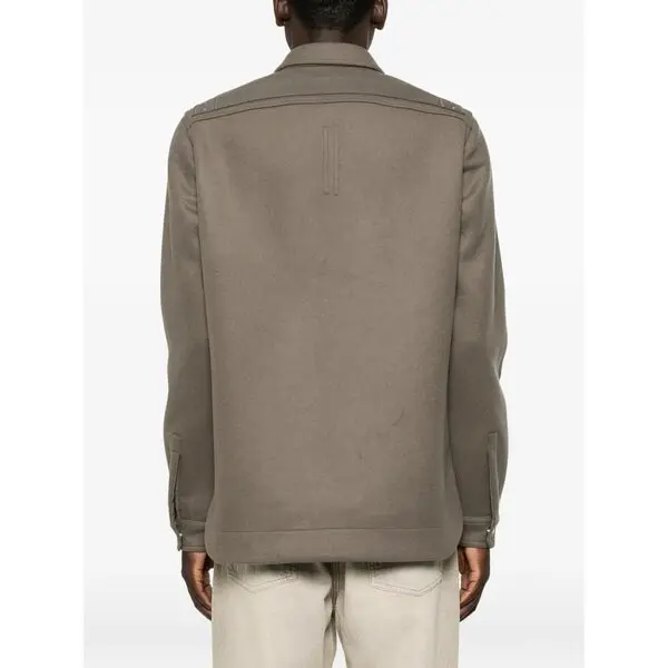 Rick Owens Virgin Wool Spread Collar Shirt Jacket - Gray
