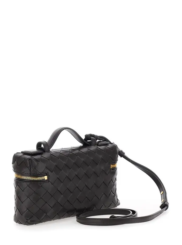 Bottega Veneta Crossbody Bag 'bang Bang' With Removable Strap And Intreccio Motif In Brown Leather For - Multicolor