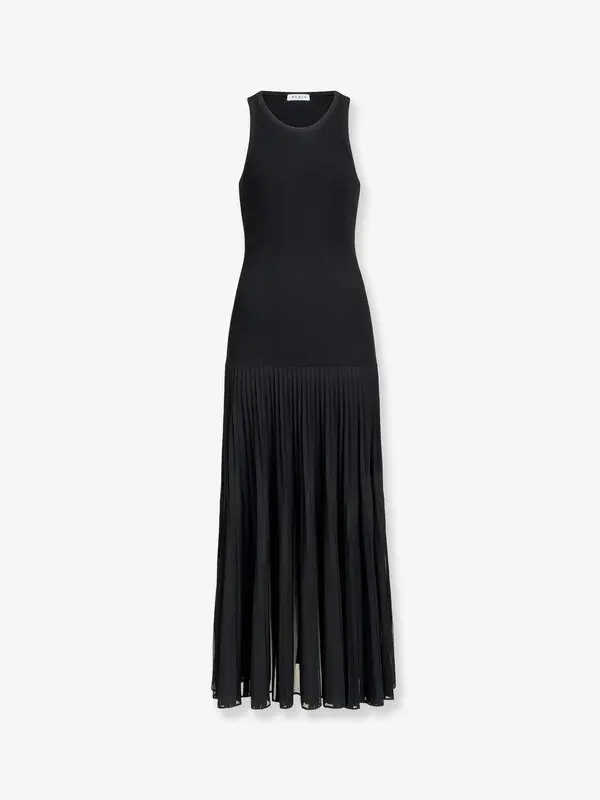 Alaïa Long Pleated Viscose Blend Dress - Multicolor
