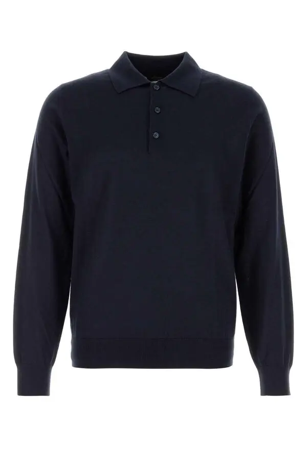 Brioni Midnight Cashmere Blend Polo Shirt - Blue