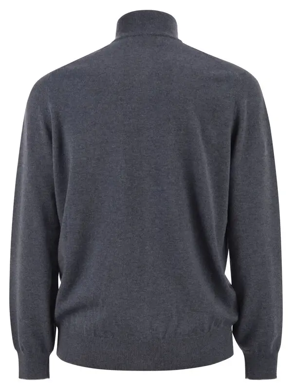 Brunello Cucinelli High-necked Cashmere Cardigan With Zip