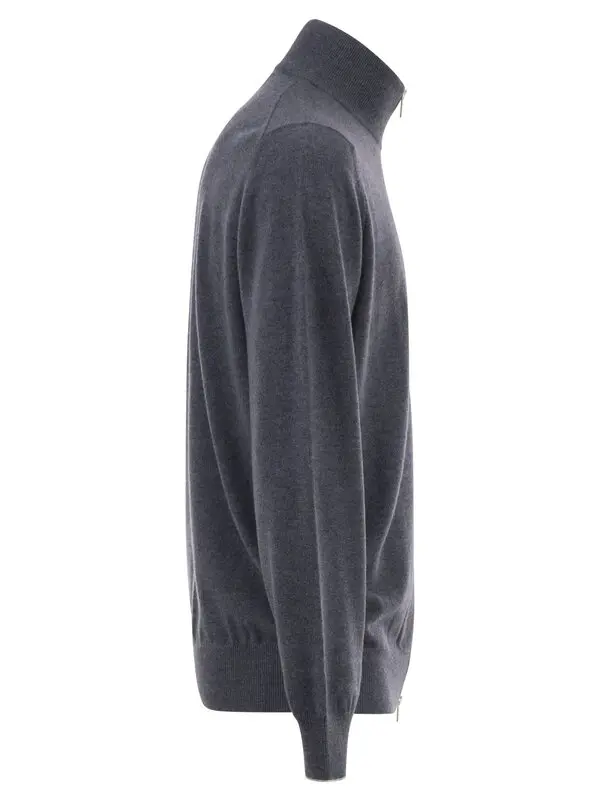 Brunello Cucinelli High-necked Cashmere Cardigan With Zip