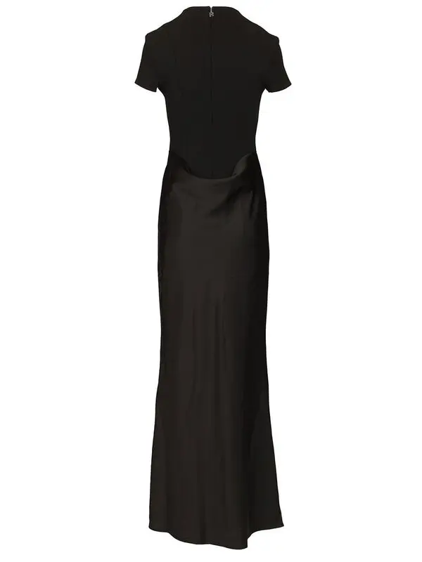 ROTATE BY BIRGER CHRISTENSEN Long Dress With Short Sleeves And Drape - Black