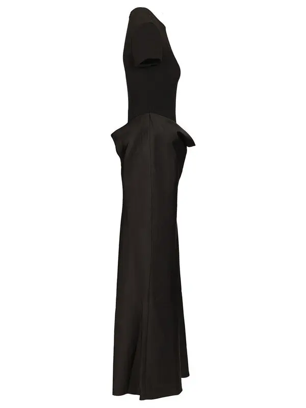 ROTATE BY BIRGER CHRISTENSEN Long Dress With Short Sleeves And Drape - Black