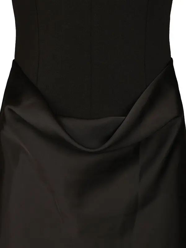 ROTATE BY BIRGER CHRISTENSEN Long Dress With Short Sleeves And Drape - Black
