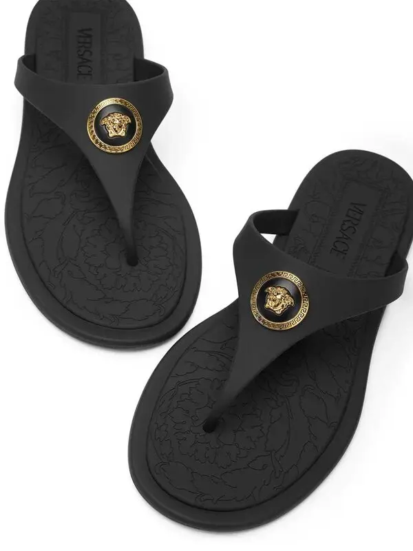 Versace Alia Flat Sandals - Black