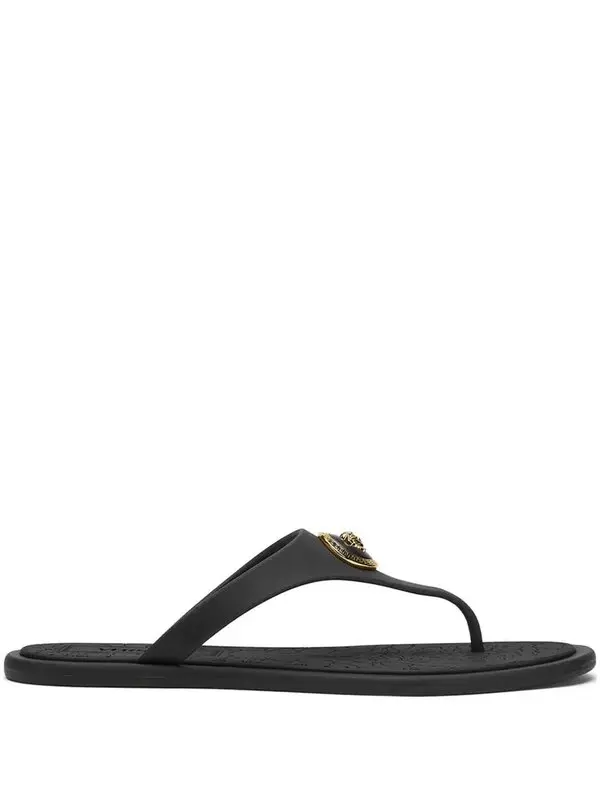 Versace Alia Flat Sandals - Black