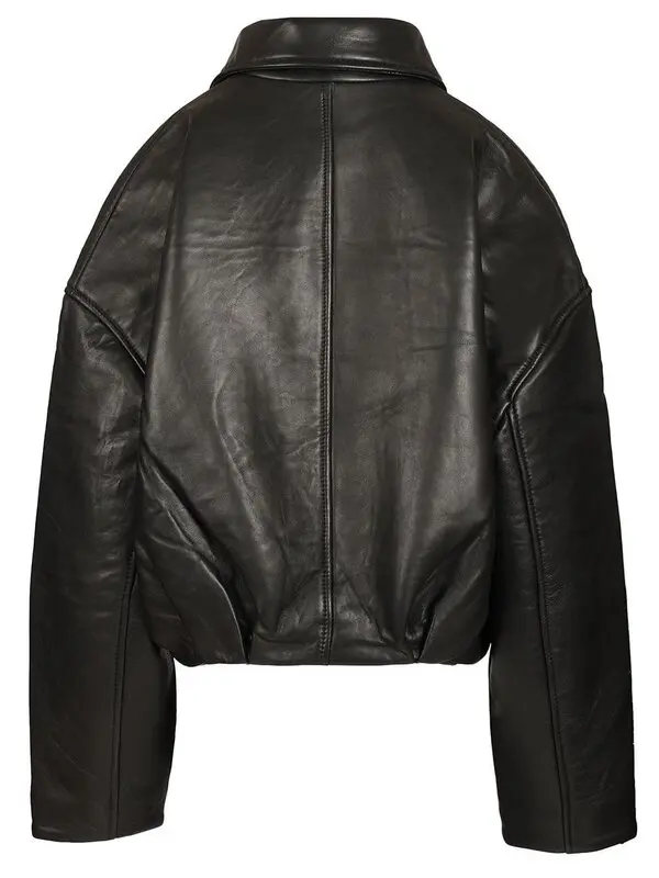 ROTATE BY BIRGER CHRISTENSEN Boxy Leather Jacket - Black