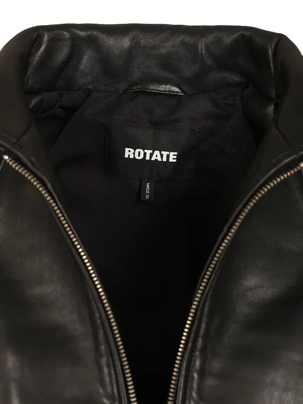 ROTATE BY BIRGER CHRISTENSEN Boxy Leather Jacket - Black