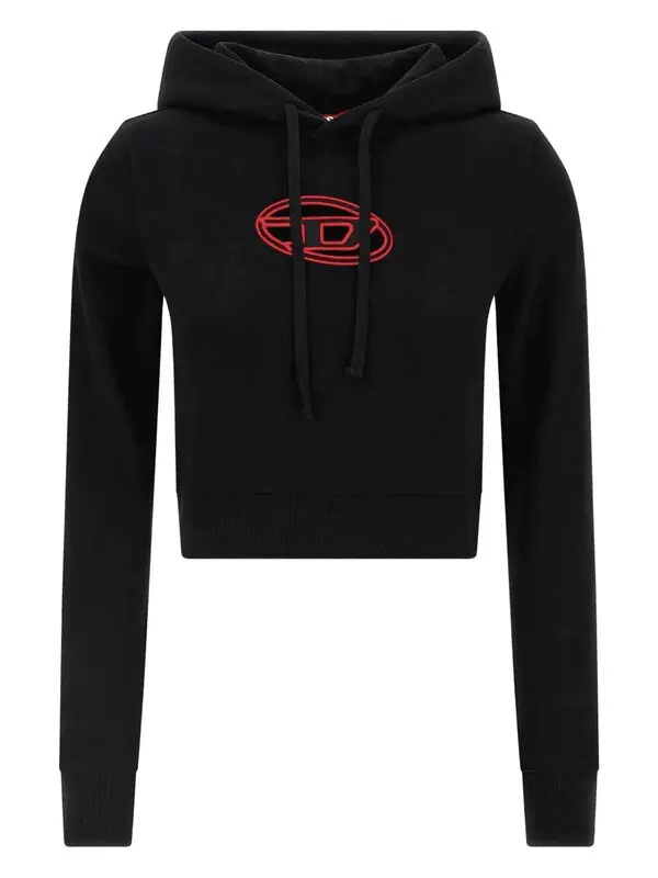 DIESEL® F-slimmy Embroidered Crop Sweatshirt - Black