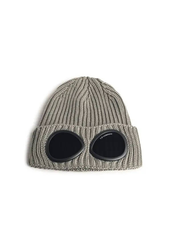 C.P. COMPANY Goggle' Beige Wool Beanie - Cream