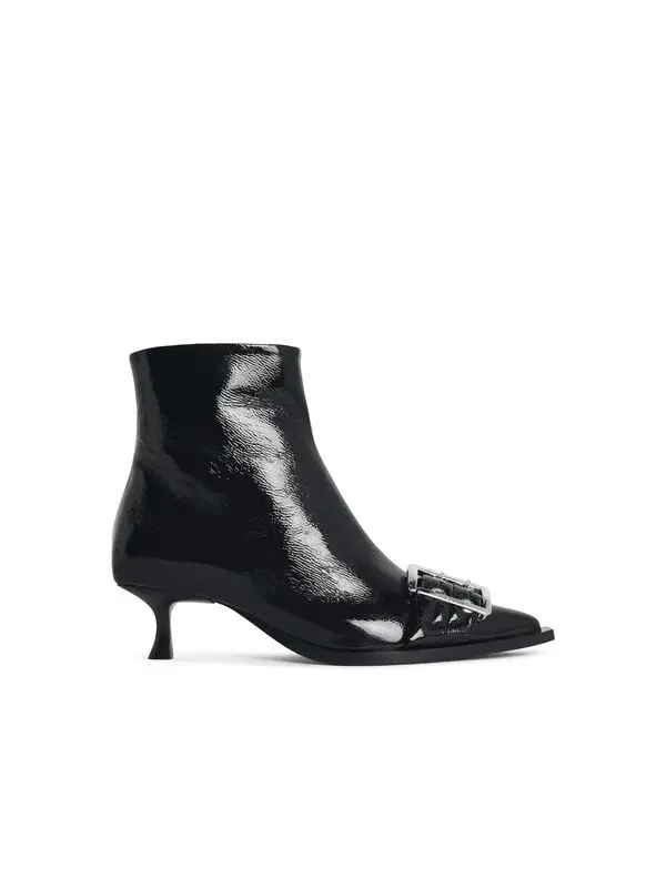 GANNI Naplack Buckle Eco Leather Ankle Boots