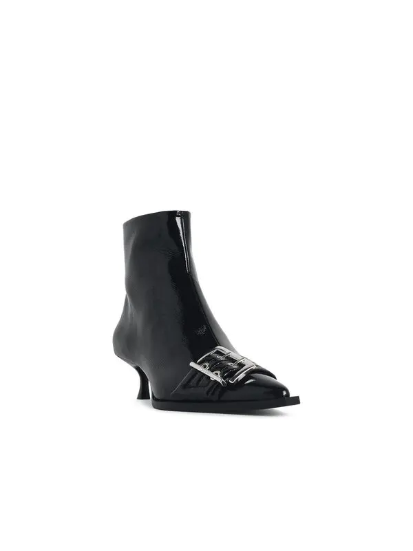 GANNI Naplack Buckle Eco Leather Ankle Boots