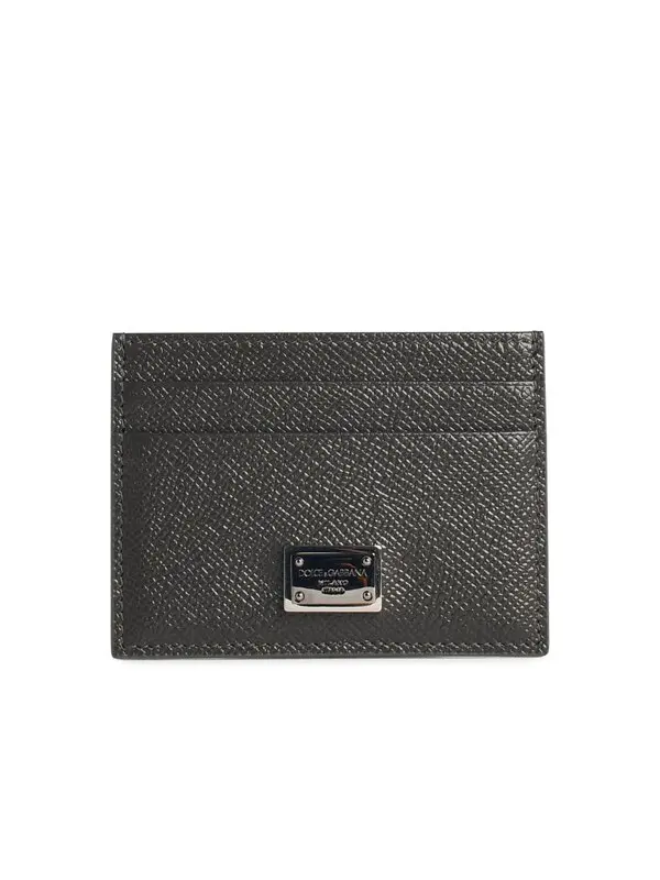 Dolce & Gabbana Dove Grey Leather Card Holder - Gray