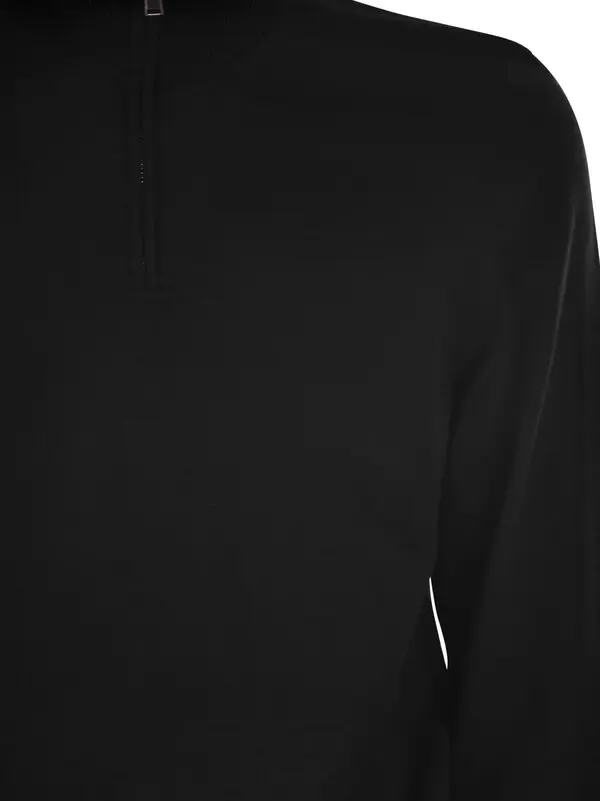 BOSS Virgin Wool Jumper With Zip Collar