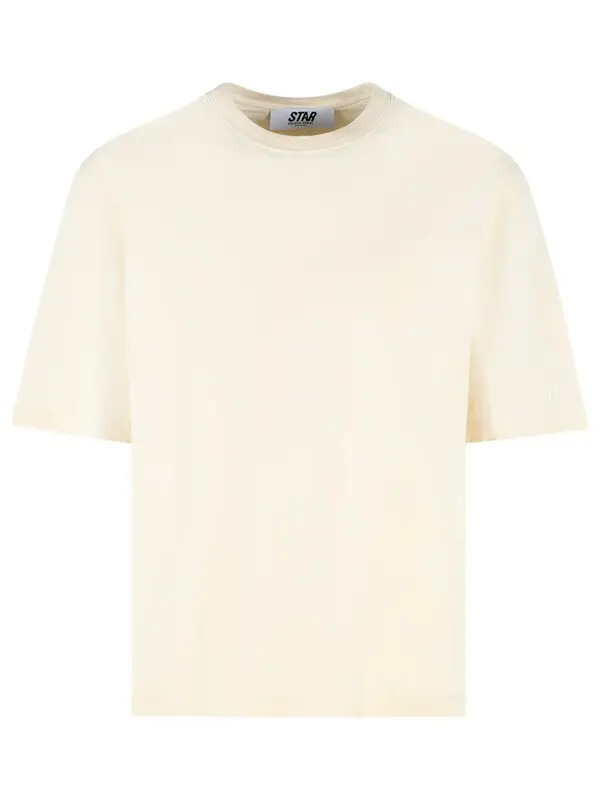 GOLDEN GOOSE Uisex 'star' Vintage White Cotton T-shirt - Cream