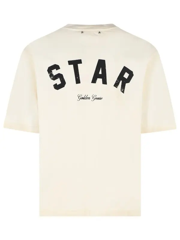 GOLDEN GOOSE Vintage 'star' Cotton T-shirt - Cream