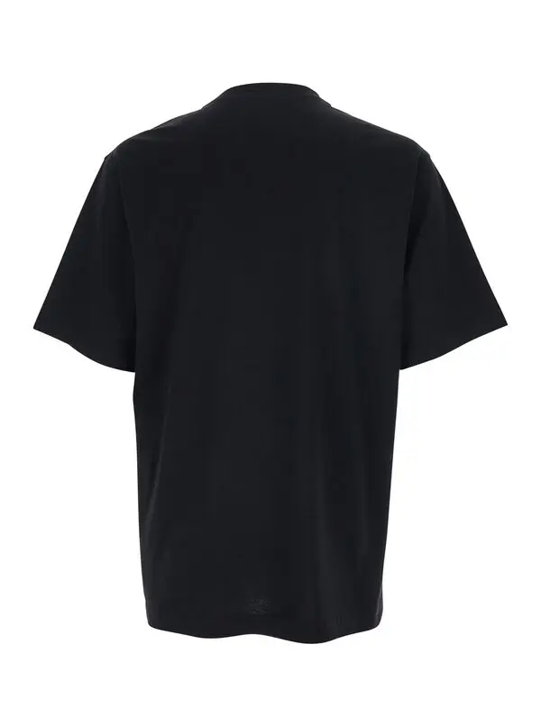 Dolce & Gabbana Crew Neck T-shirt With Logo Embroidery On The Front In Cotton For - Black