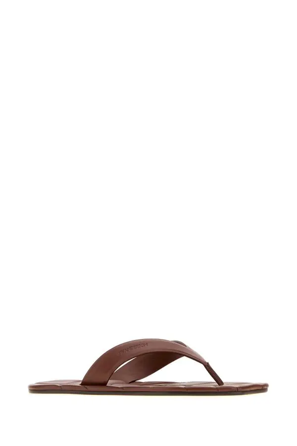 JW Anderson Chocolate Leather Thong Slippers
