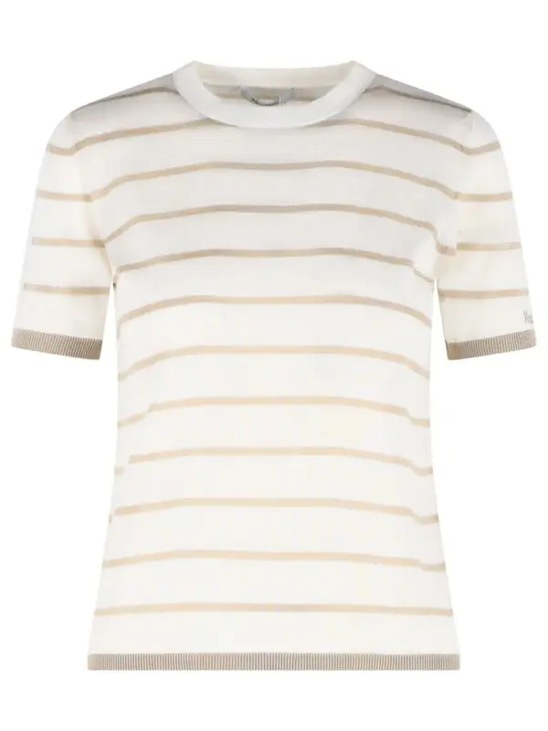 Max Mara Favetta' Sweater In Beige Cachemire And Silk Yarn - Cream