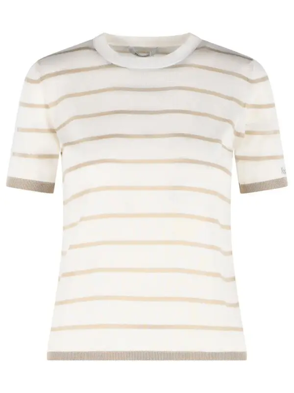 Max Mara Favetta' Sweater In Beige Cachemire And Silk Yarn - Cream