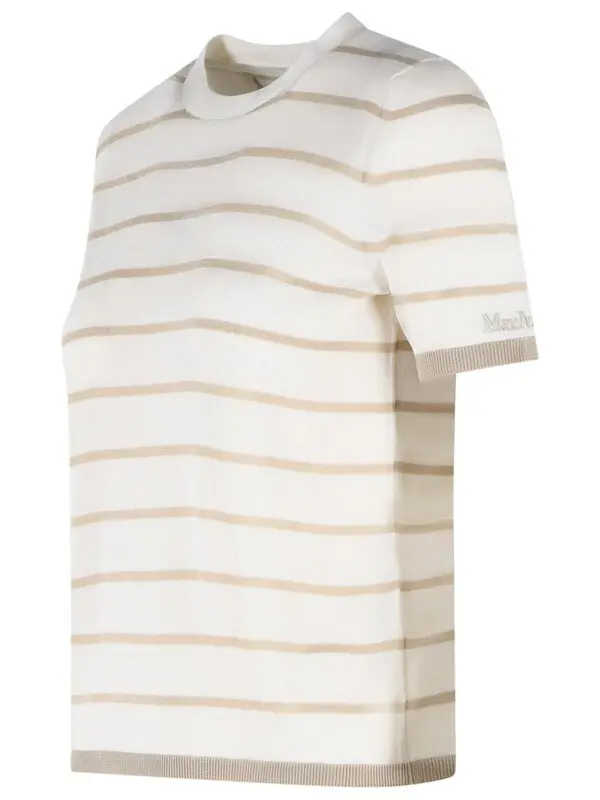 Max Mara Favetta' Sweater In Beige Cachemire And Silk Yarn - Cream