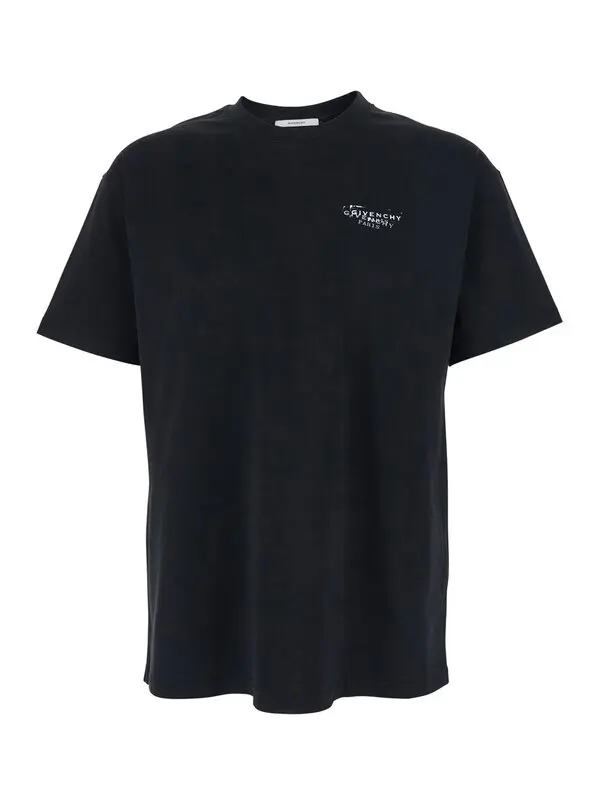 Givenchy Crew Neck T-shirt With Logo On Front And Back In Cotton