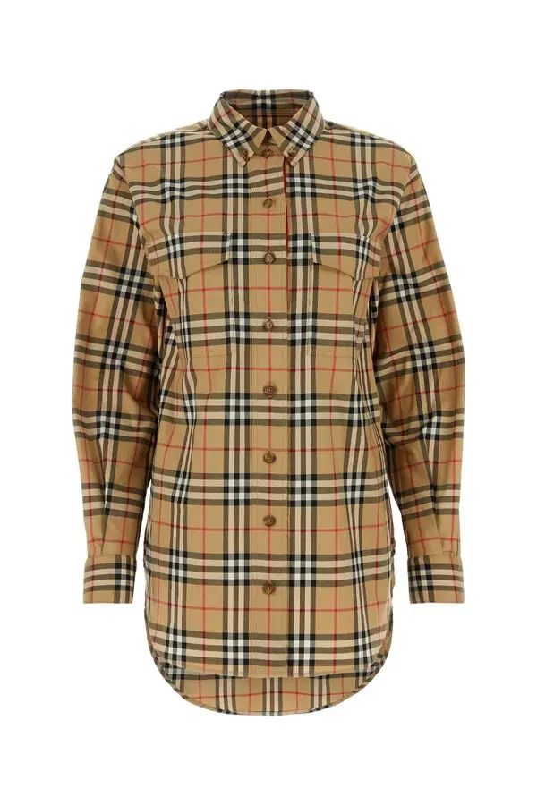 Burberry Embroidered Stretch Cotton Shirt