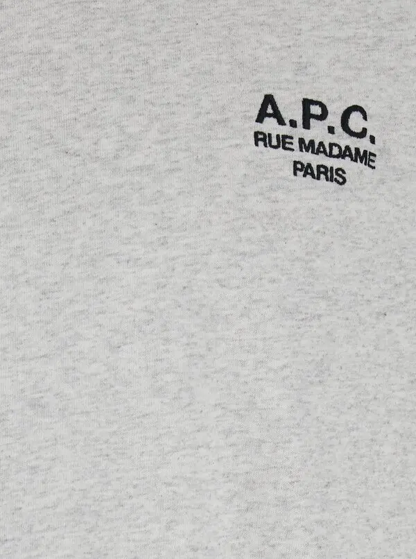 A.p.c. Grey Crewneck T-shirt With Logo Embroidered On The Front In Cotton - Gray