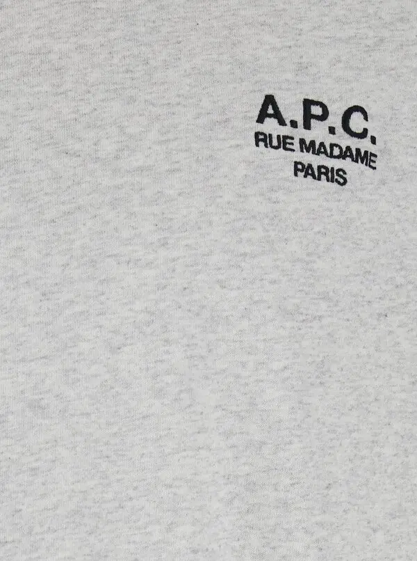 A.p.c. Grey Crewneck T-shirt With Logo Embroidered On The Front In Cotton - Gray