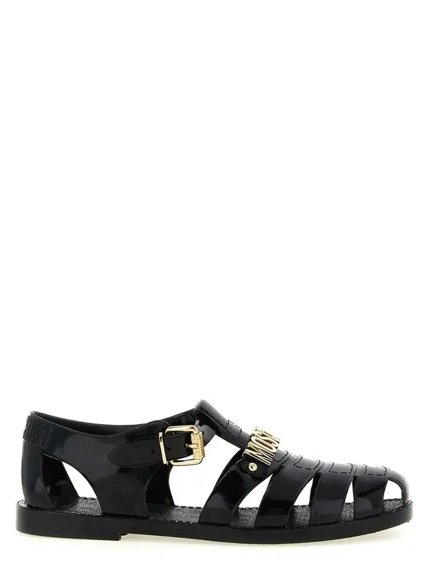 Moschino Jelly Sandals With Lettering Logo - Black