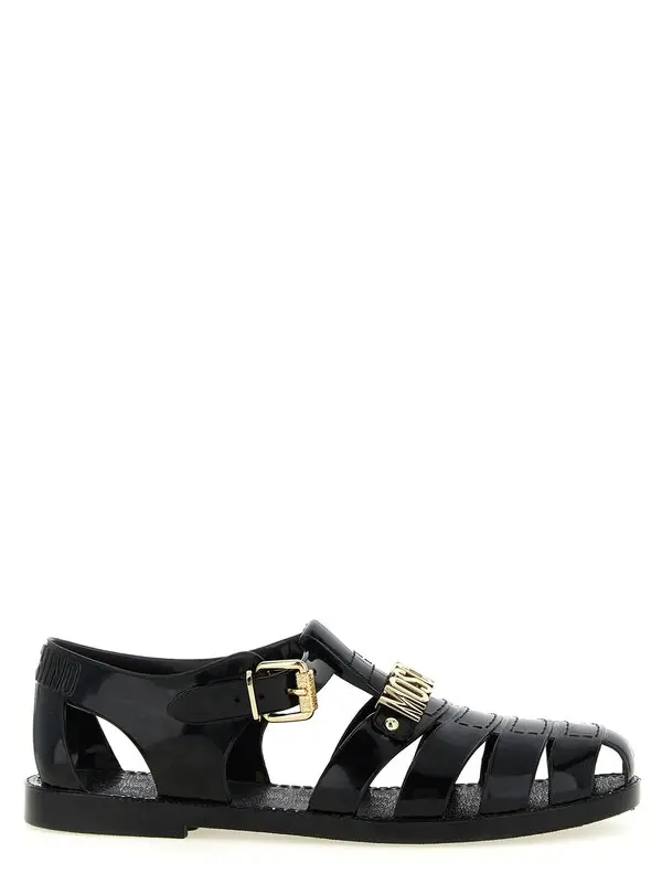 Moschino Lettering Logo Jelly Sandals - Black