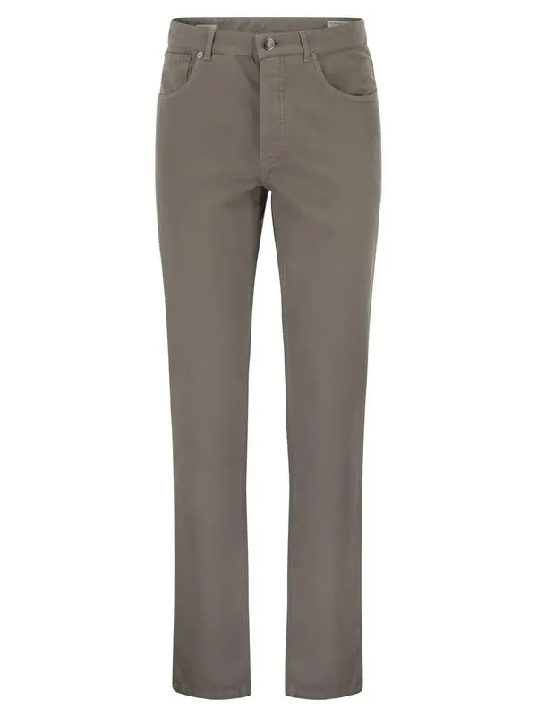 Brunello Cucinelli Garment-dyed Five-pocket Cotton Trousers - Multicolor