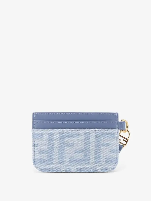 Fendi Denim Baguette Card Holder With Ff Motif - Multicolor