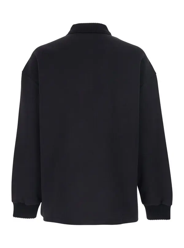 Amiri Black Polo Collar Sweatshirt With Logo Lettering On The Front In Cotton For - Multicolor