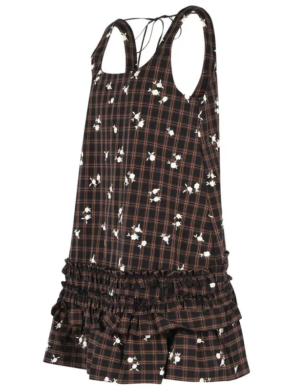 GANNI Cotton Mini Dress - Brown