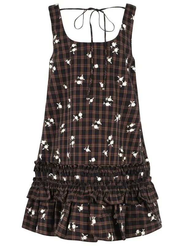 GANNI Cotton Mini Dress - Brown