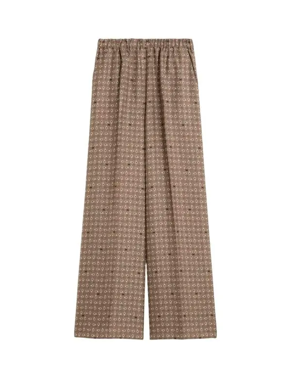 Max Mara Printed Silk Pants Mud - Brown