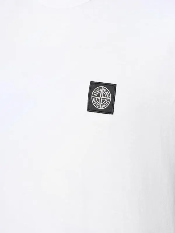 Stone Island Cotton T-shirt With Front Logo Patch - White