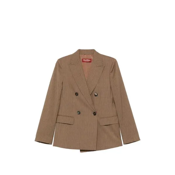 Max Mara Wool Pinstripe Double-breasted Blazer - Brown