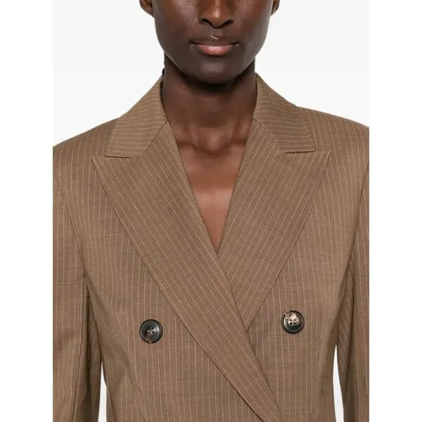 Max Mara Wool Pinstripe Double-breasted Blazer - Brown