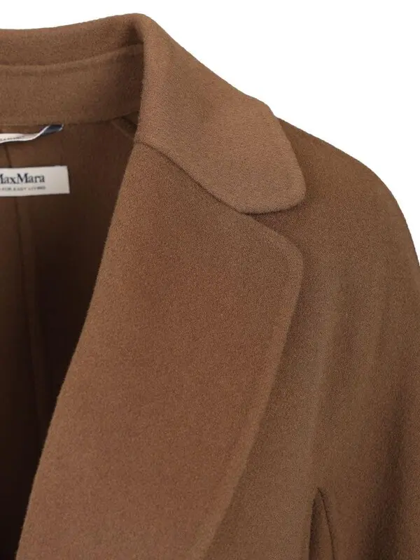 Max Mara Midi Coat In Wool Drap - Brown
