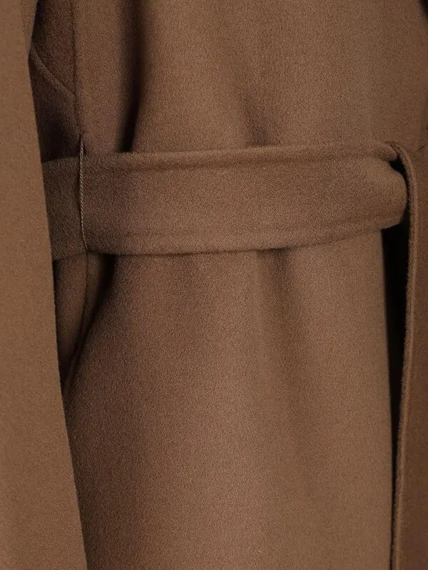 Max Mara Midi Coat In Wool Drap - Brown