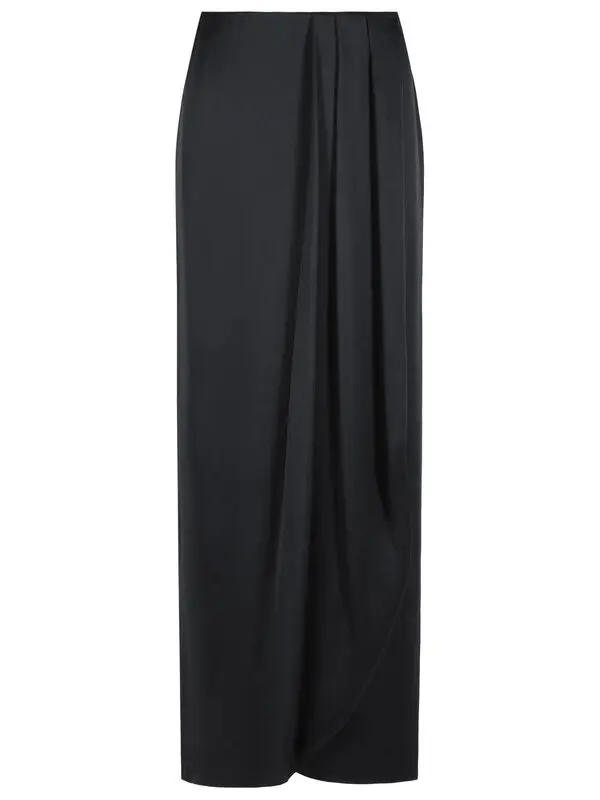 MAISON MARGIELA Silk Blend Midi Skirt - Black