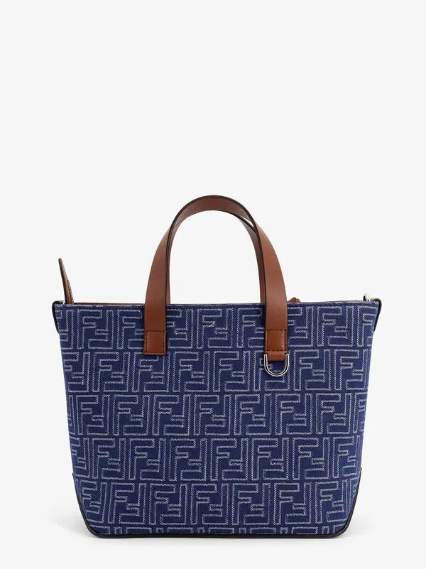 Fendi Ff Jacquard Fabric And Leather Shopping Bag