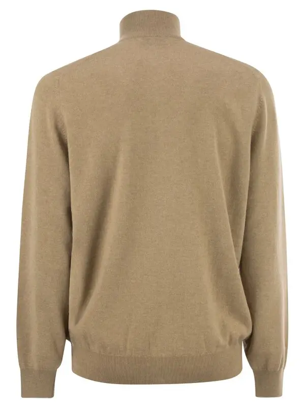 Brunello Cucinelli High-necked Cashmere Cardigan With Zip