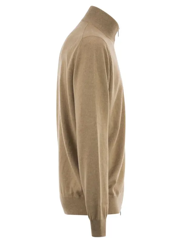 Brunello Cucinelli High-necked Cashmere Cardigan With Zip