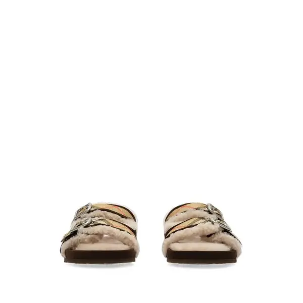 Burberry Shearling-lined Suede Urchin Sandals - Brown