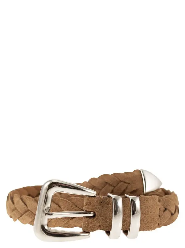 Brunello Cucinelli Reversed Calfskin Belt With Braided Tip