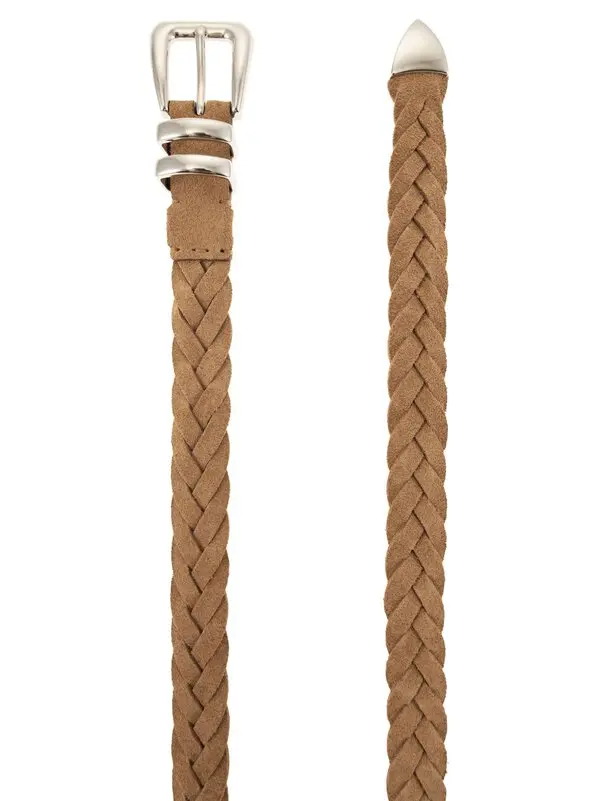Brunello Cucinelli Reversed Calfskin Belt With Braided Tip